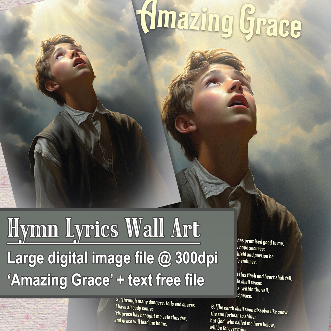 Amazing Grace Hymn Lyrics Printable Song Lyrics Religious Wall Art ...