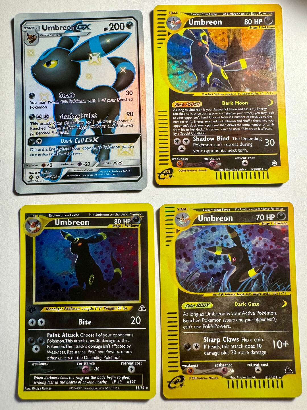 Umbreon Set (4) Rare Holographic Pokemon Cards - Mint - Etsy