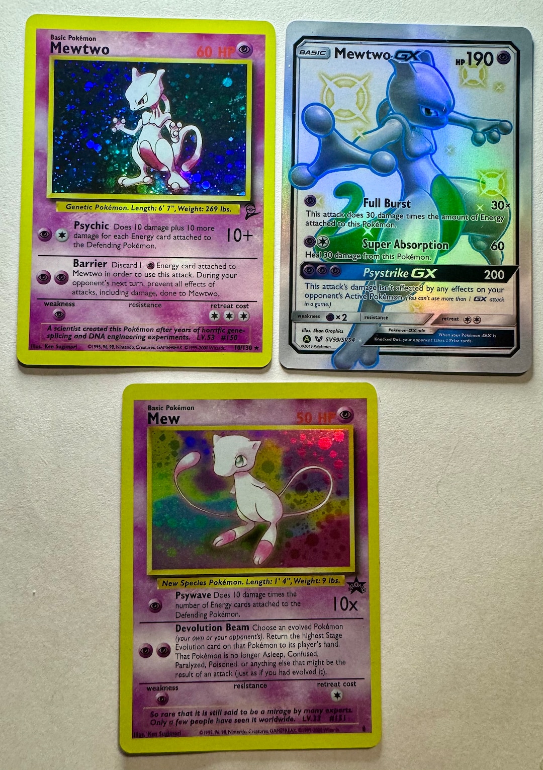 Mewtwo, Mew Set 3 Rare Holographic Pokemon Cards Mint - Etsy