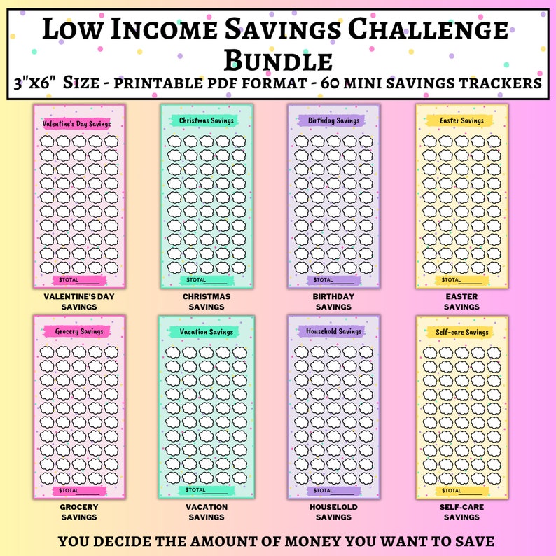 Low Income Savings Challenge Bundle Printable A6 Saving Challenges ...