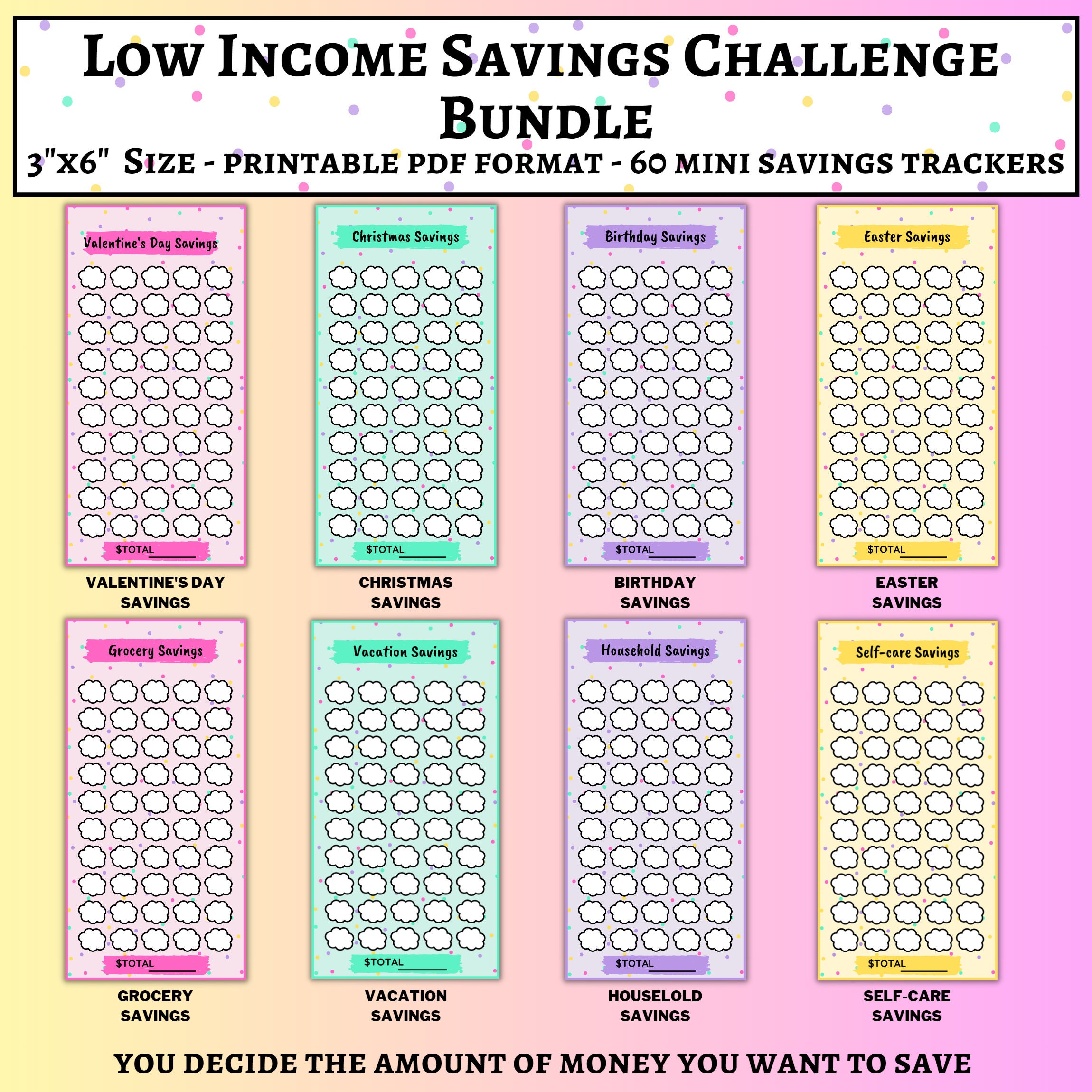 Low Income Savings Challenge Bundle Printable A6 Saving Challenges ...
