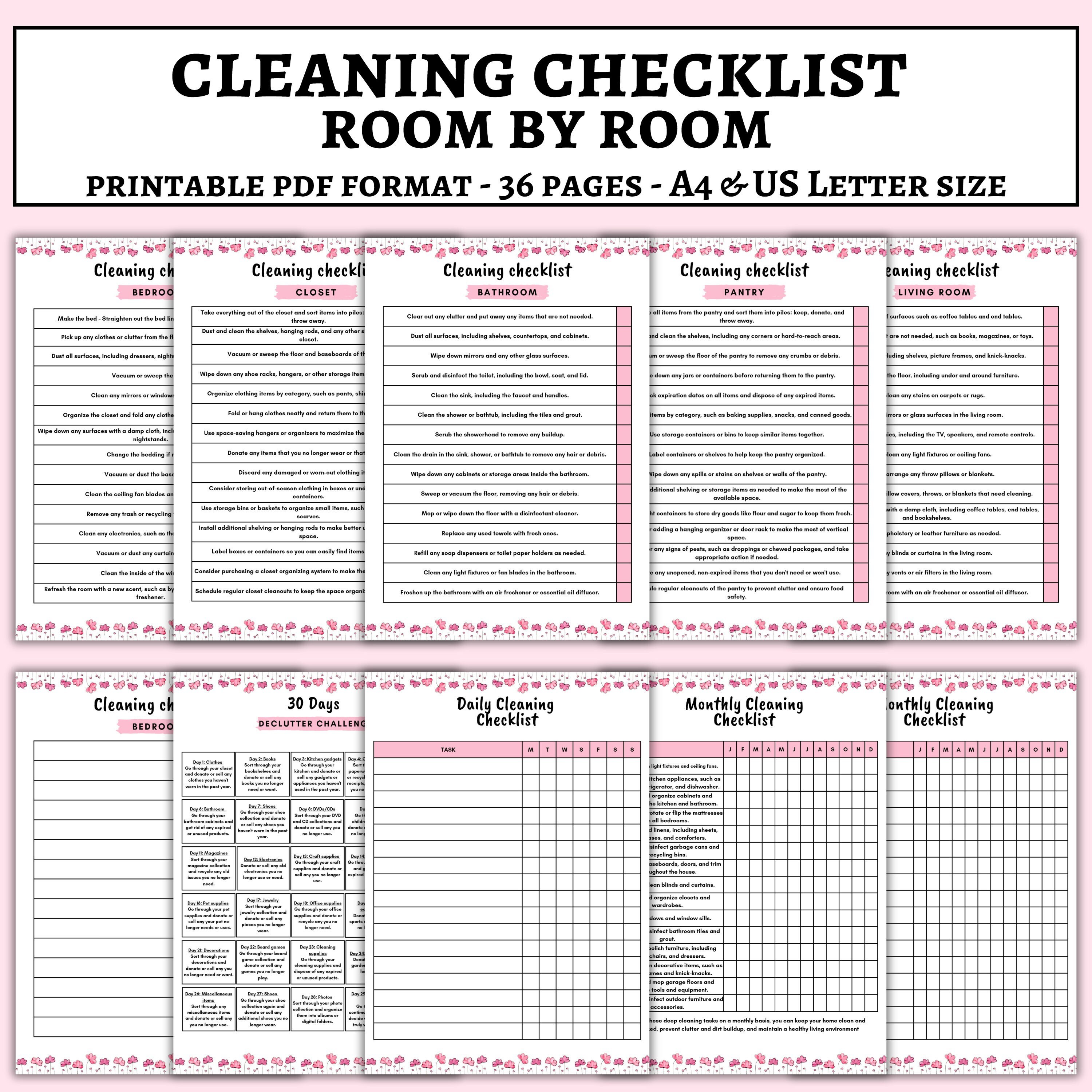 Cleaning Checklist Printable Cleaning Planner Neurodivergent/adhd ...