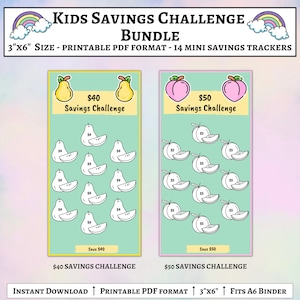 Kids Savings Challenge Bundle / Printable Savings Challenge / A6 Mini ...