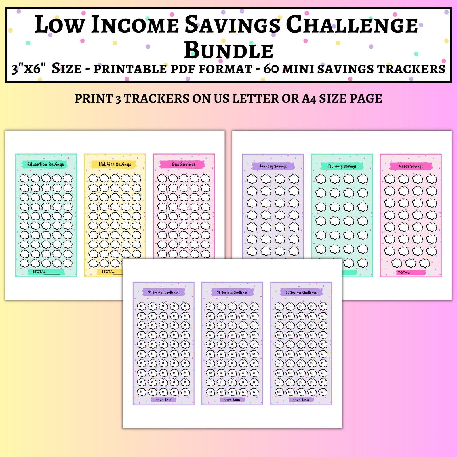 Low Income Savings Challenge Bundle Printable A6 Saving Challenges ...