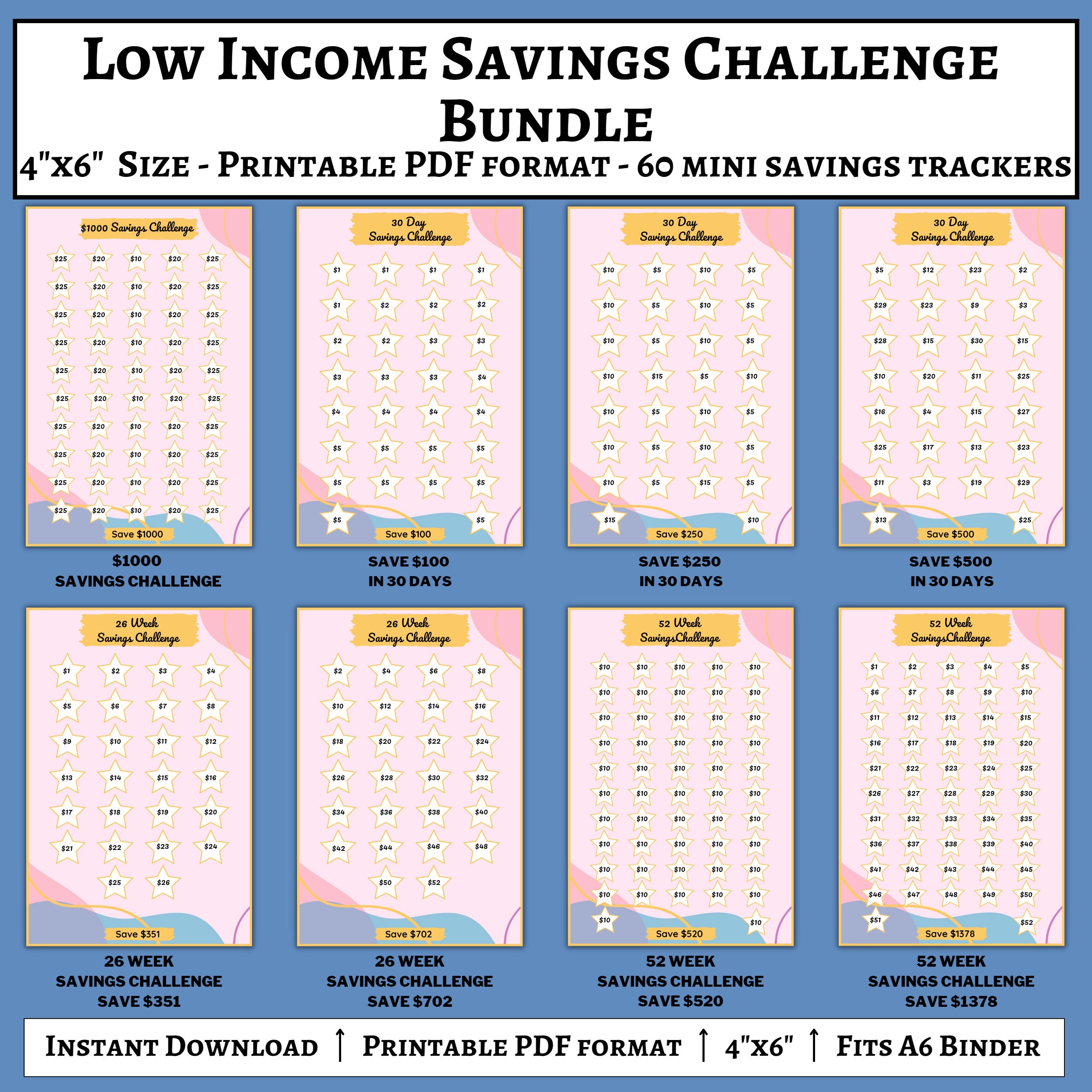 Low Income Savings Challenge / Savings Challenge Bundle / A6 Savings ...