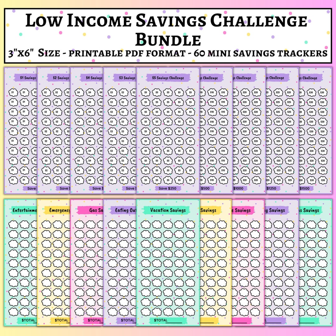 Low Income Savings Challenge Bundle Printable A6 Saving Challenges ...