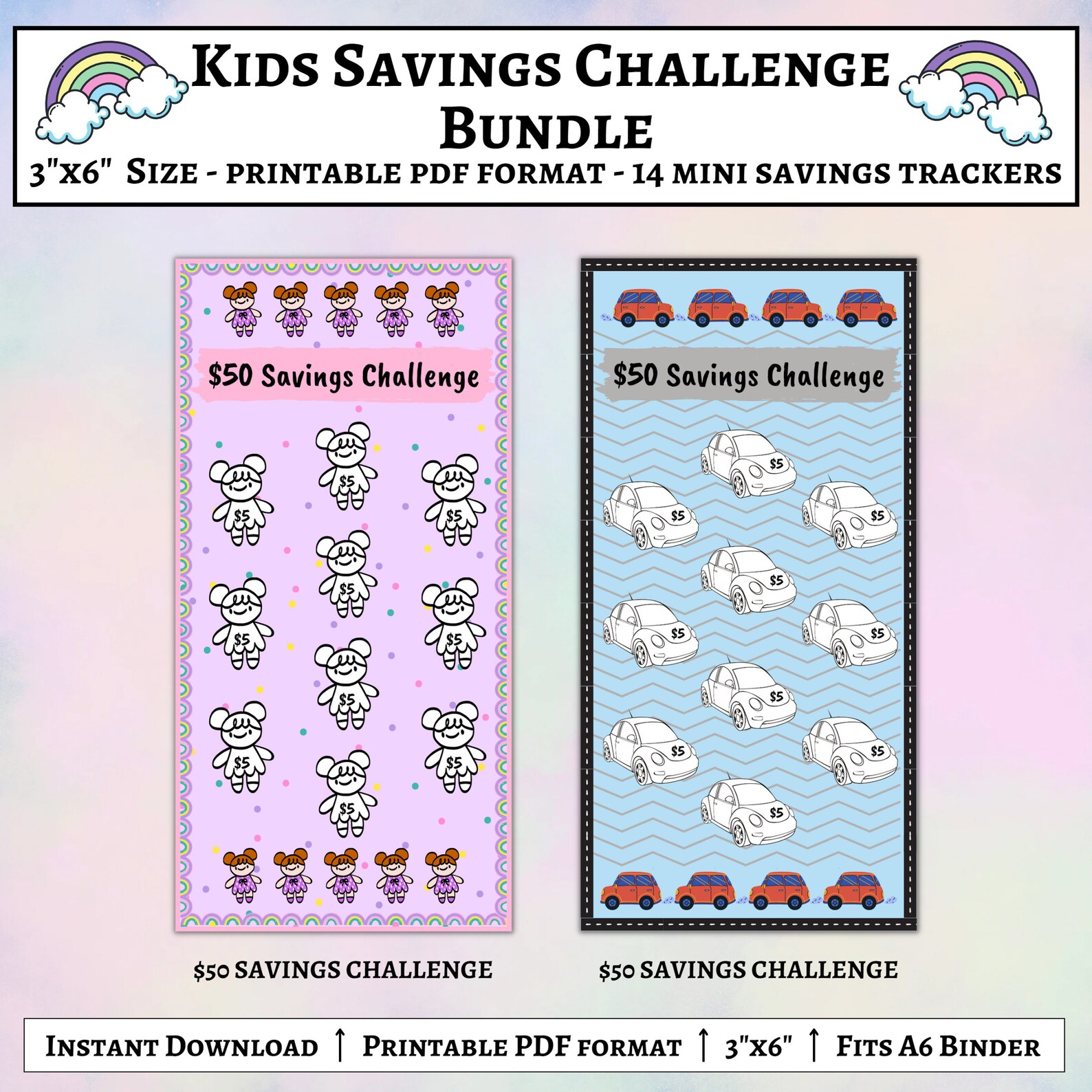 Kids Savings Challenge Bundle / Printable Savings Challenge / A6 Mini ...