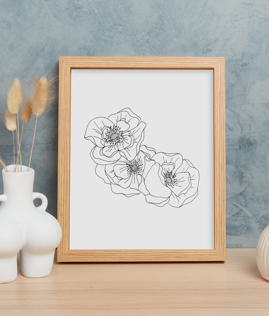 Hand-drawn Floral Posy Line Illustration Wall Art Nature - Etsy