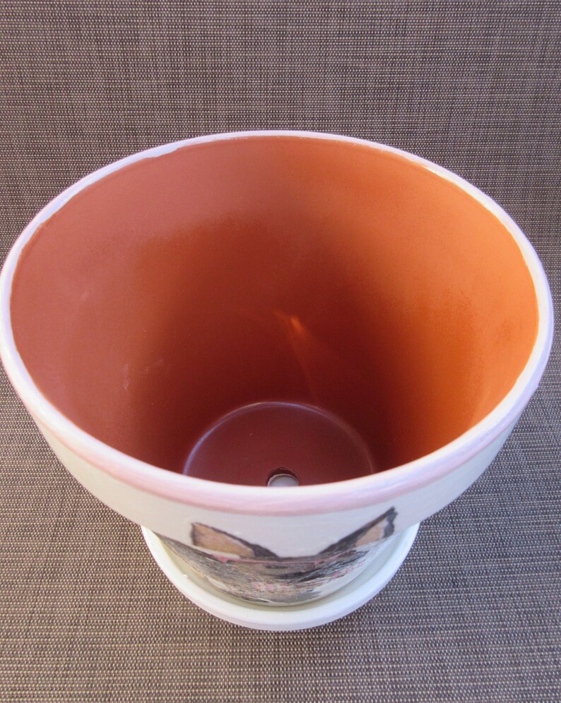 Rabbit Terracotta Planter Hand Painted Decoupage Design 6 - Etsy