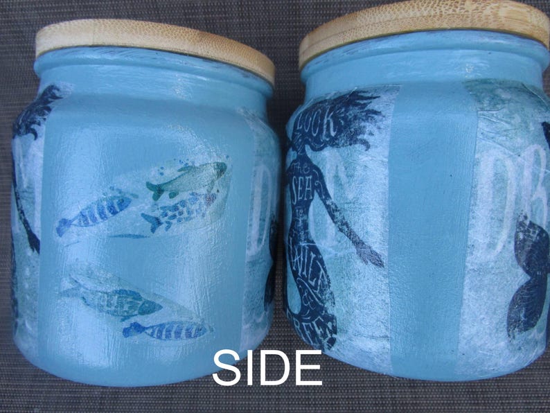 Ocean Inspired Bathroom Canister, Mermaid Flair, Decorative Glass Jar ...