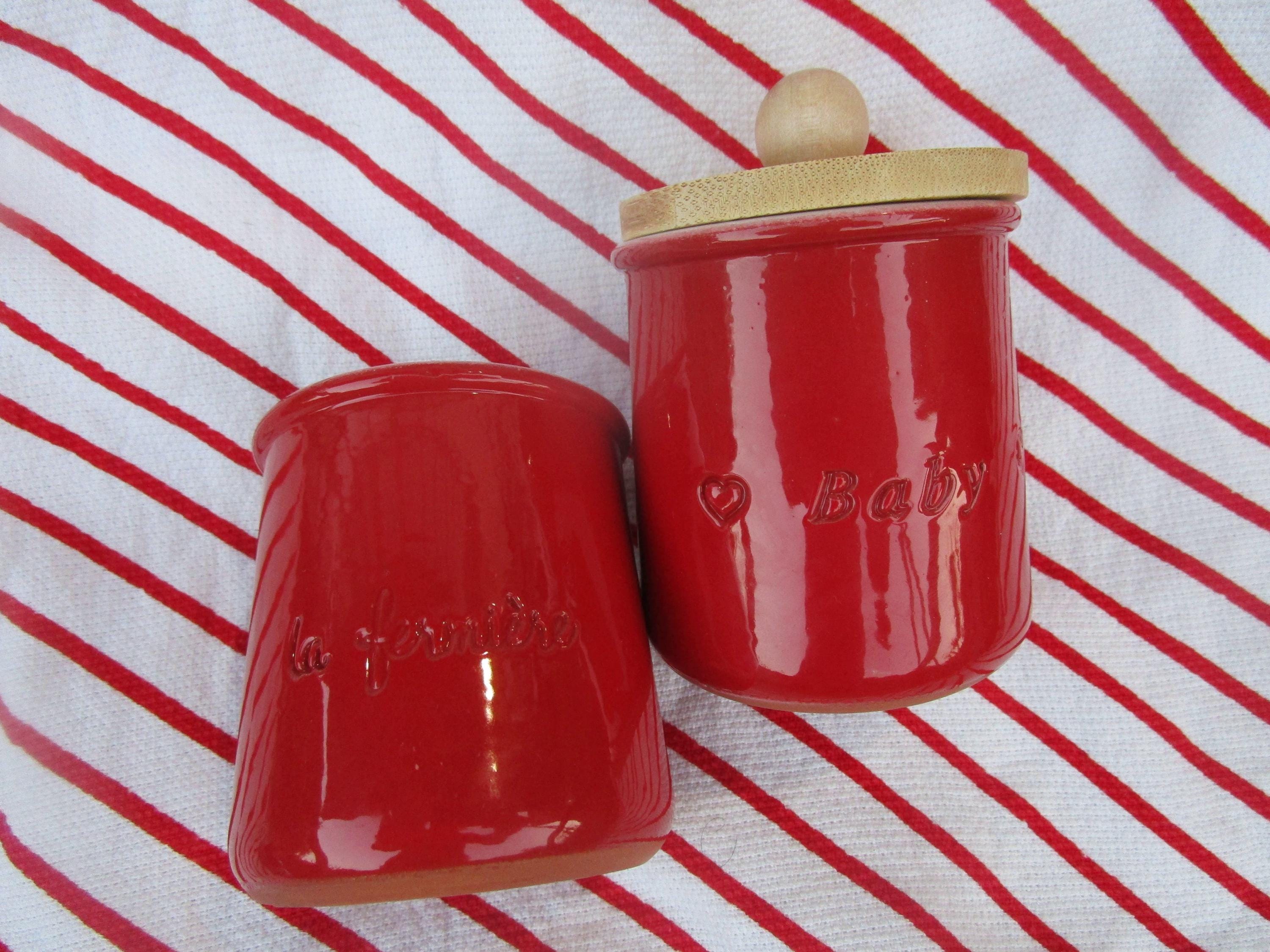 Limited Edition Red La Fermiere Yogurt Jars - 5.6 Oz. Eco-friendly ...