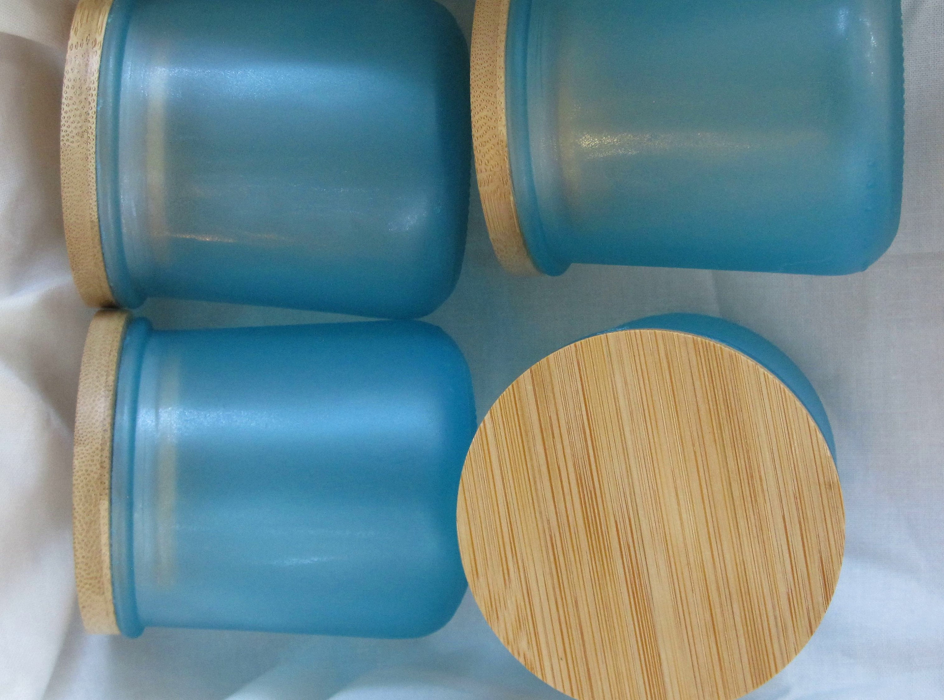 Four 5oz. Eco-friendly Upcycled Catch-all Glass Jars With Bamboo Lids ...