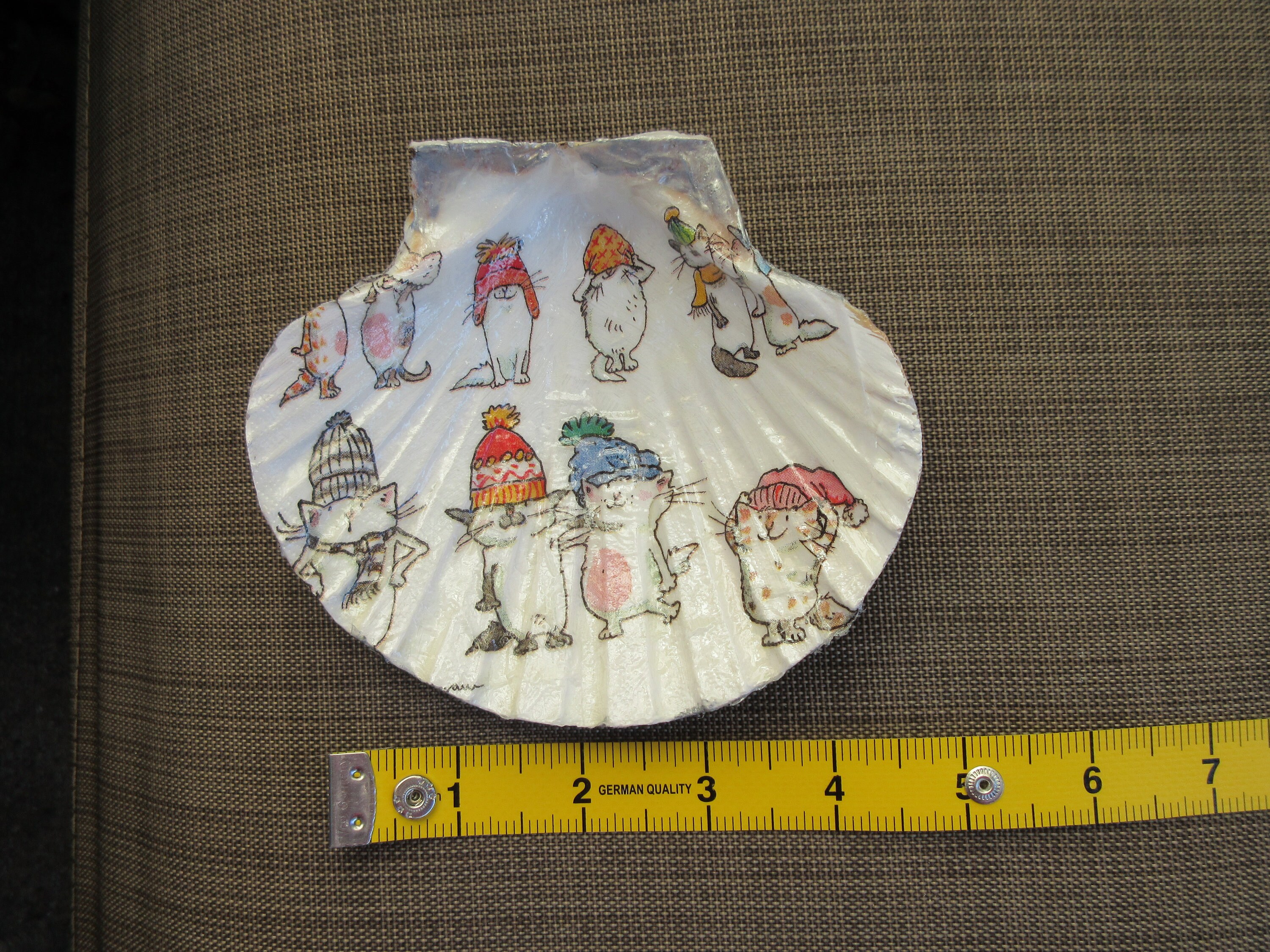 Cats With Hats in a Shell, Scallop Shell, Decoupage in Natural Sea ...