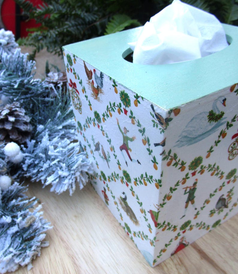 Handmade Wooden Tissue Box Cover, Twelve Days of Christmas, Kleenex Box ...