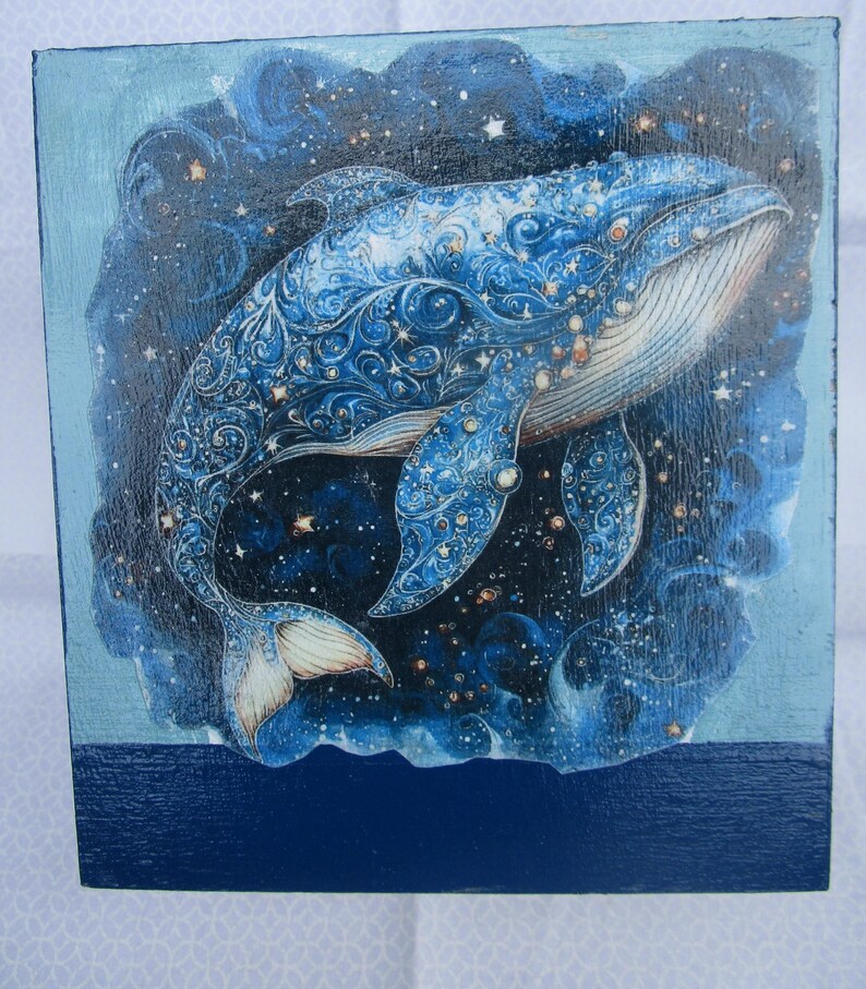 Fantasy Whale Wooden Tissue Box, Kleenex Box Cover, Ocean Design, Beach ...