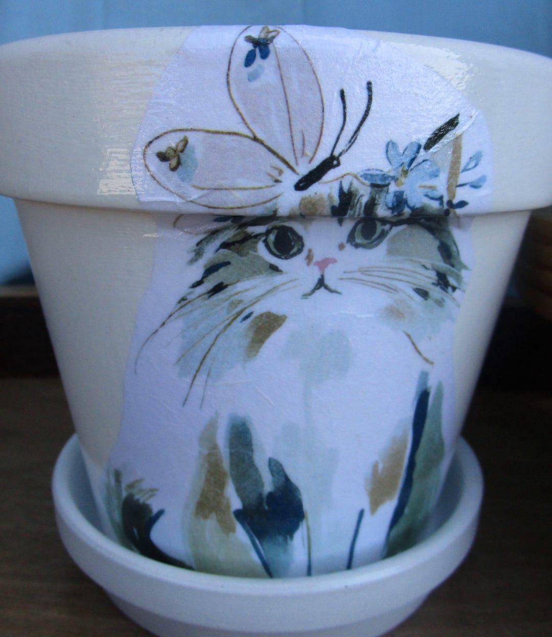Water Color Kitten Motif Terracotta Planter - Etsy