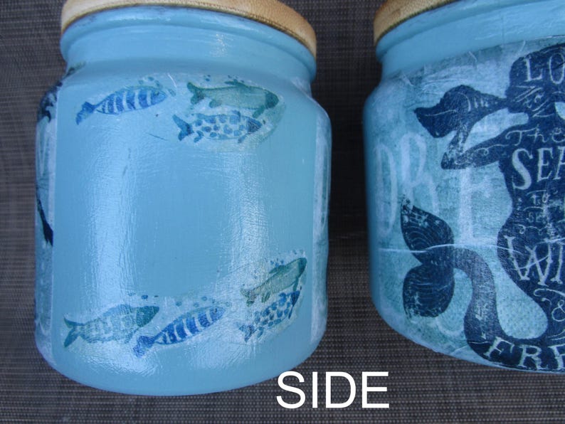 Ocean Inspired Bathroom Canister, Mermaid Flair, Decorative Glass Jar ...