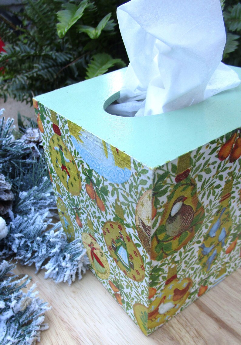 Handmade Wooden Tissue Box Cover, Twelve Days of Christmas, Kleenex Box ...