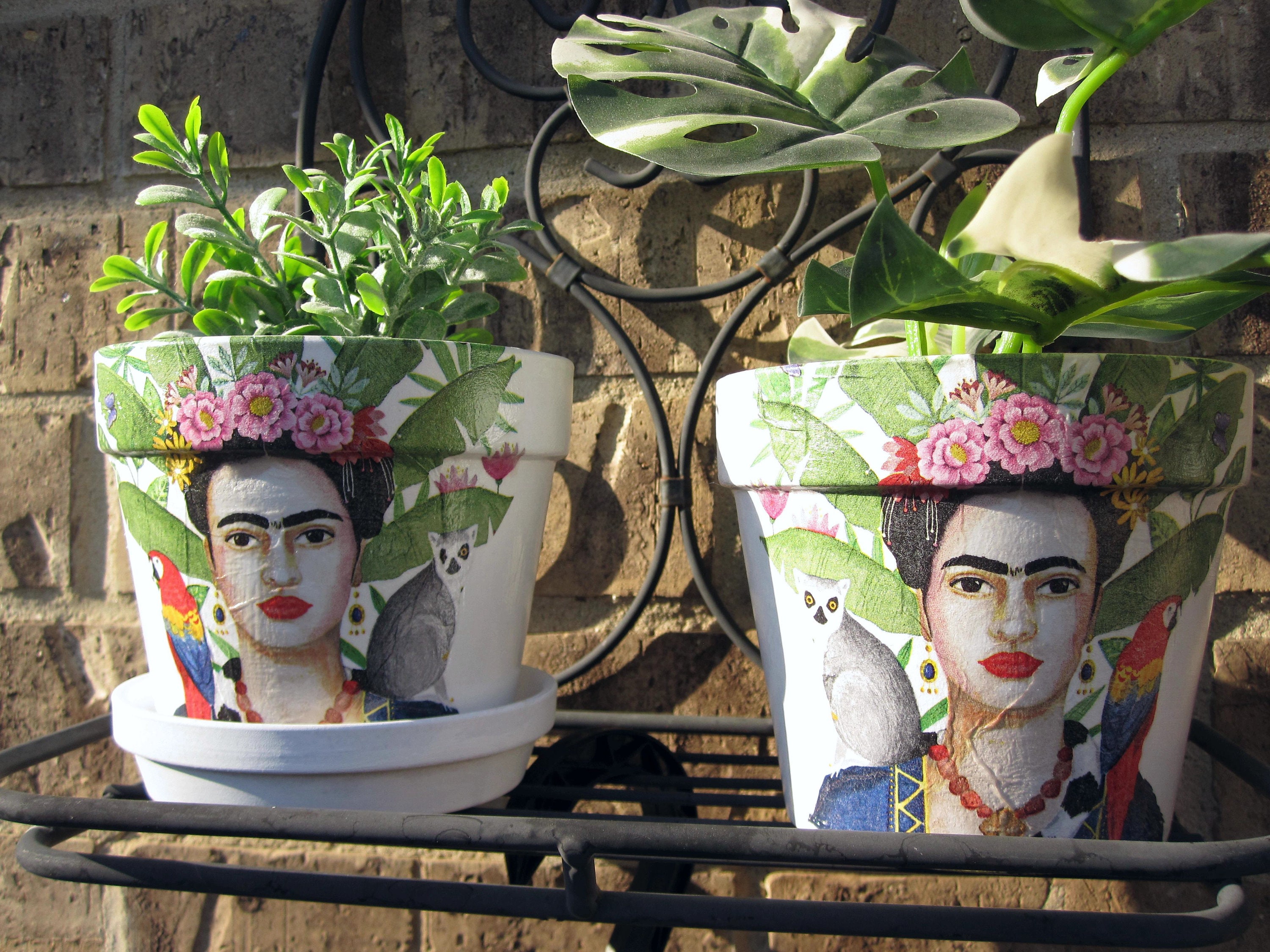 Frida Kahlo Terracotta Planter, Napkin Decoupage Terracotta Pot, Gift ...