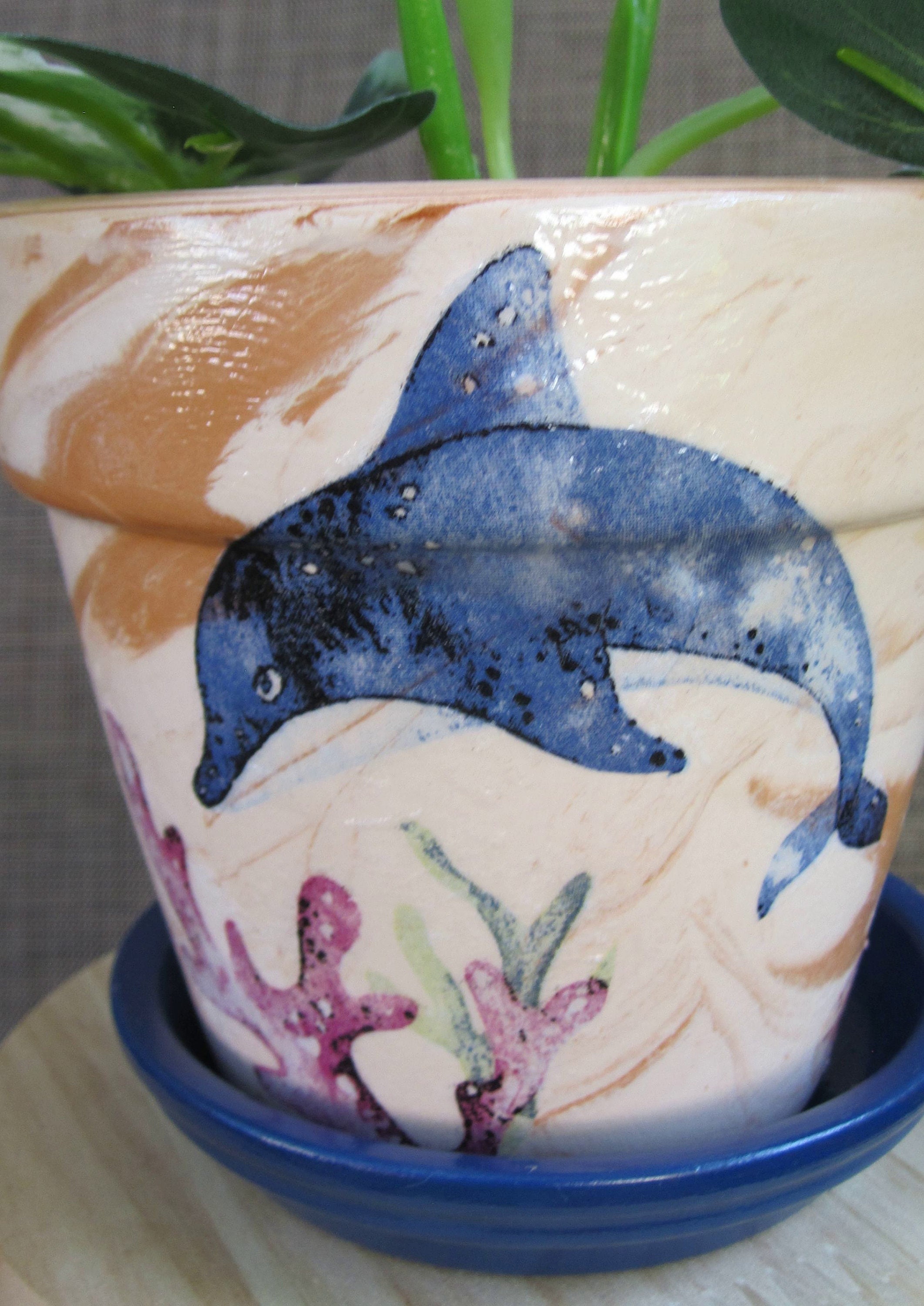 Playing Dolphins, Dolphin Planter, Dolphin Flowerpots, Ocean Home Decor ...
