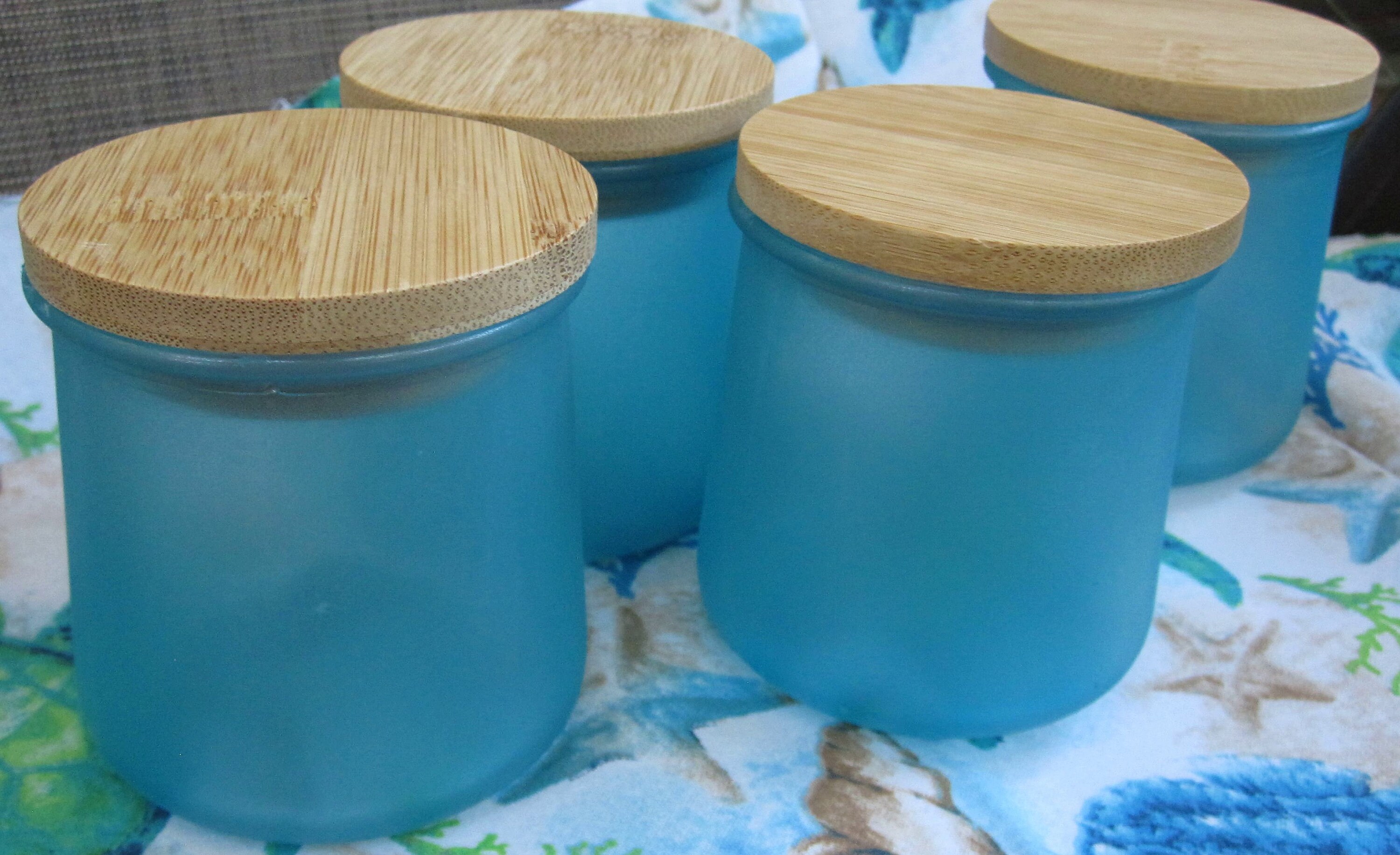 Four 5oz. Eco-friendly Upcycled Catch-all Glass Jars With Bamboo Lids ...