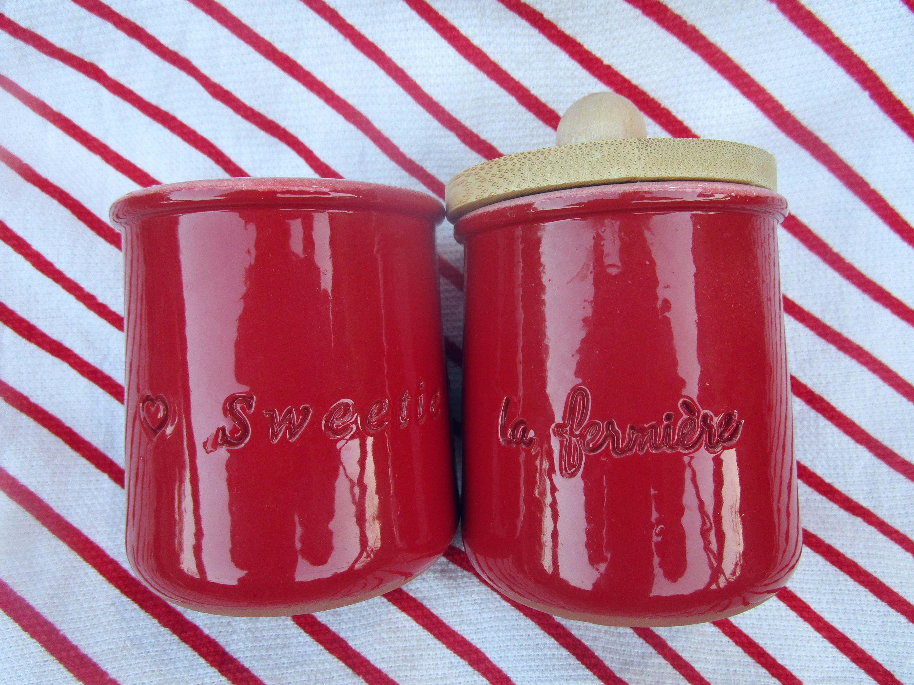 Limited Edition Red La Fermiere Yogurt Jars - 5.6 Oz. Eco-friendly ...