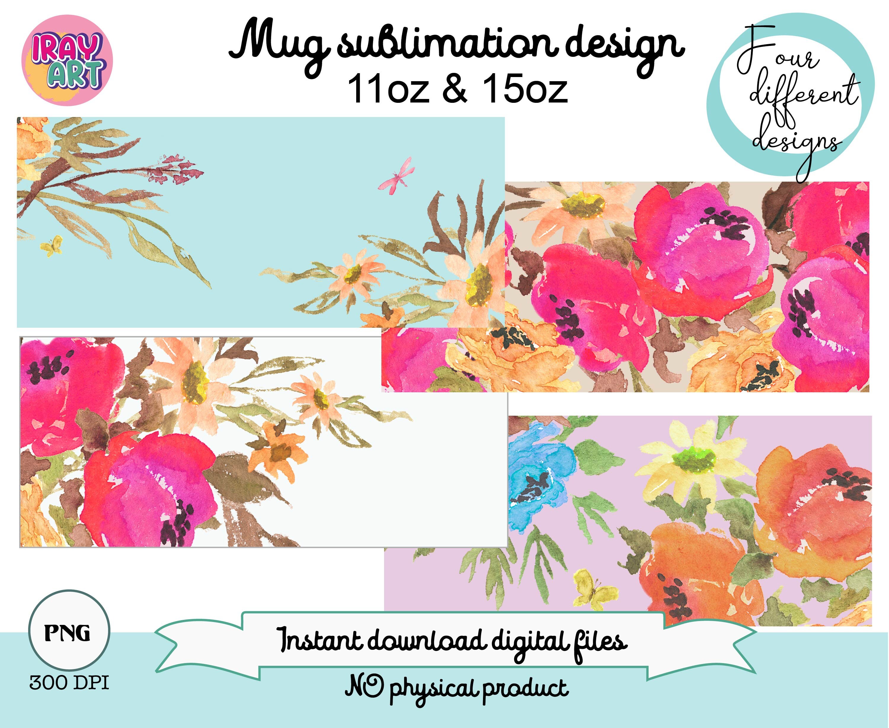 Flowers Mug Template Png - Daisy Sublimation Mug - Stencil Flowers ...