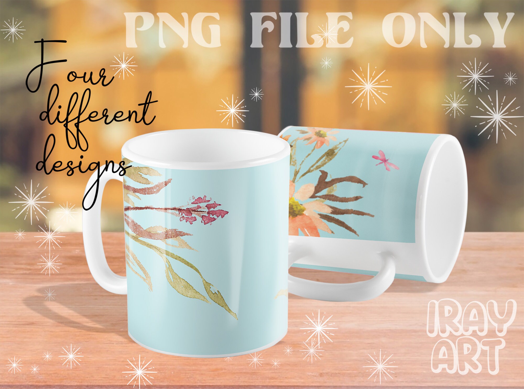 Flowers Mug Template Png - Daisy Sublimation Mug - Stencil Flowers ...