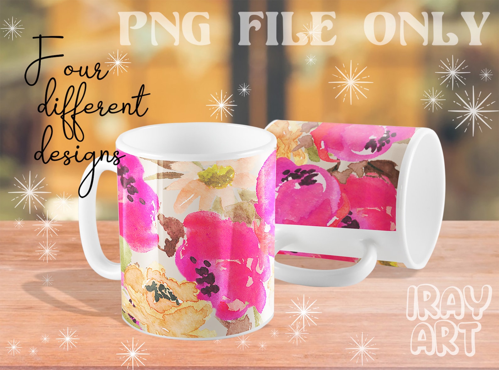 Flowers Mug Template Png - Daisy Sublimation Mug - Stencil Flowers ...
