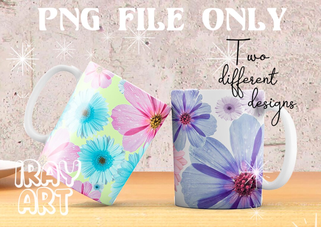Flowers Mug Template Png - Daisy Sublimation Mug - Stencil Flowers ...