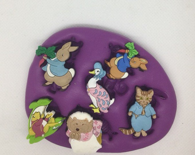 Beatrix Potter Peter Rabbit Silicone Mould Mold Topper Cupcake Baking ...