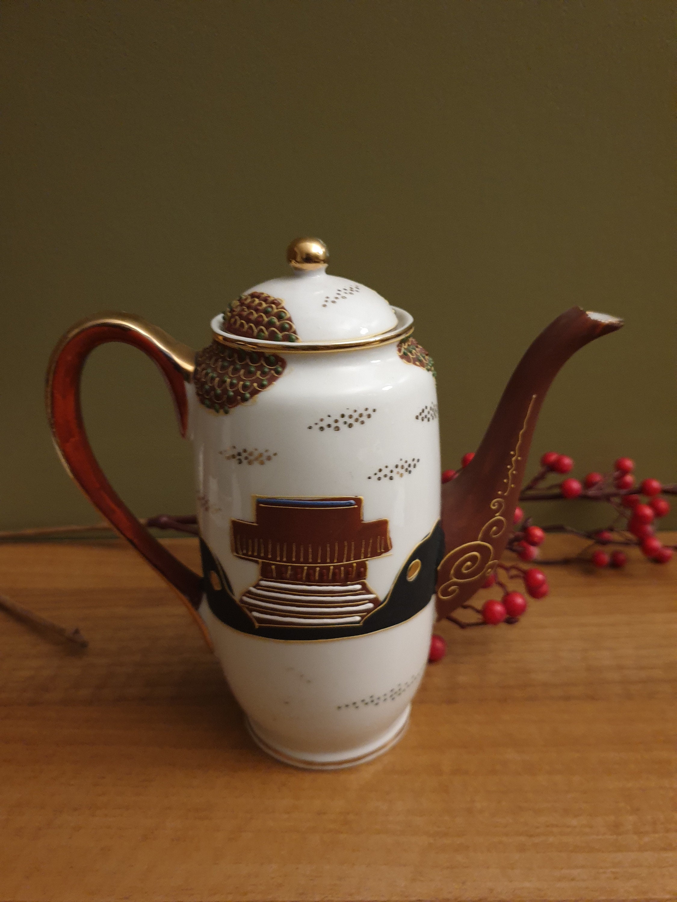 Moriage Eggshell Samurai Handpainting Coffee Set - Etsy