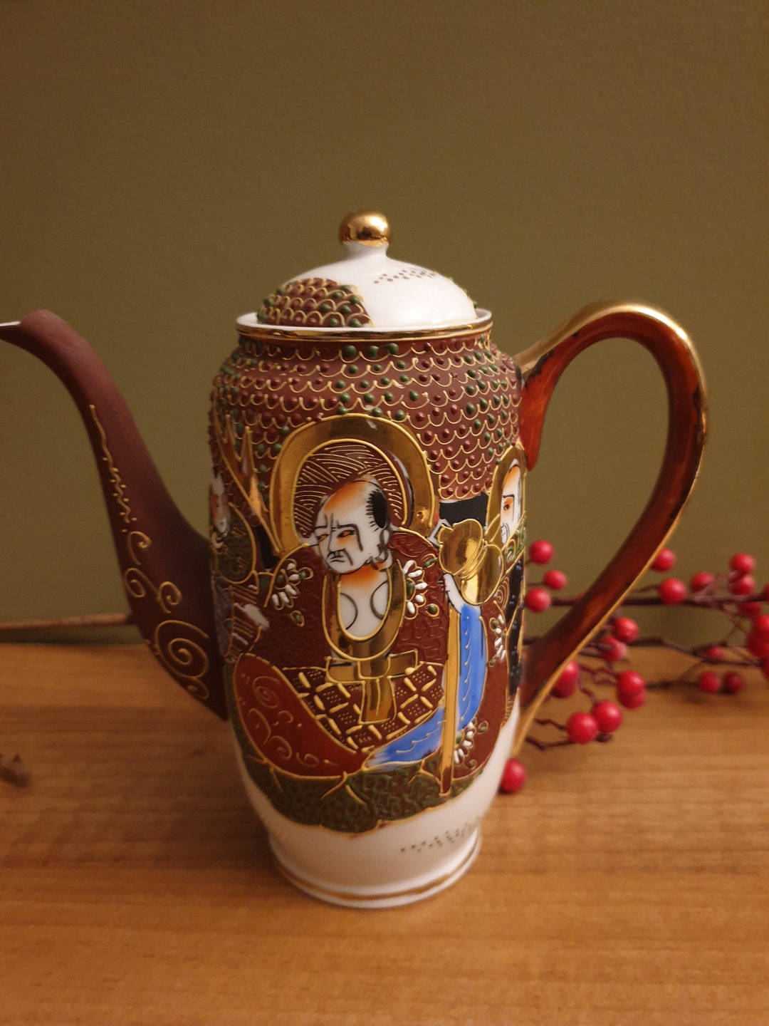 Moriage Eggshell Samurai Handpainting Coffee Set - Etsy