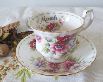 Royal Albert Flower of the Month March Anemones Teacup and Saucer ...