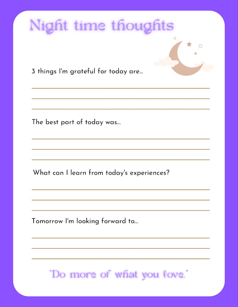 Digital Evening Reflection Journal // Daily Night Time Journal // Self ...