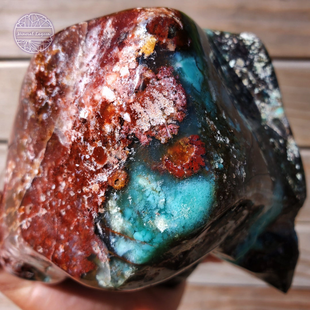 Rare Blue Opalized Petrified Wood Free Form Mineral Specimen Indonesia ...