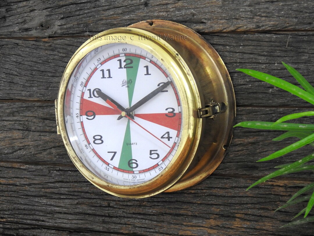 Nautical Solid Brass Maritime Wall Clock Silent Sweep Royal Mariner ...