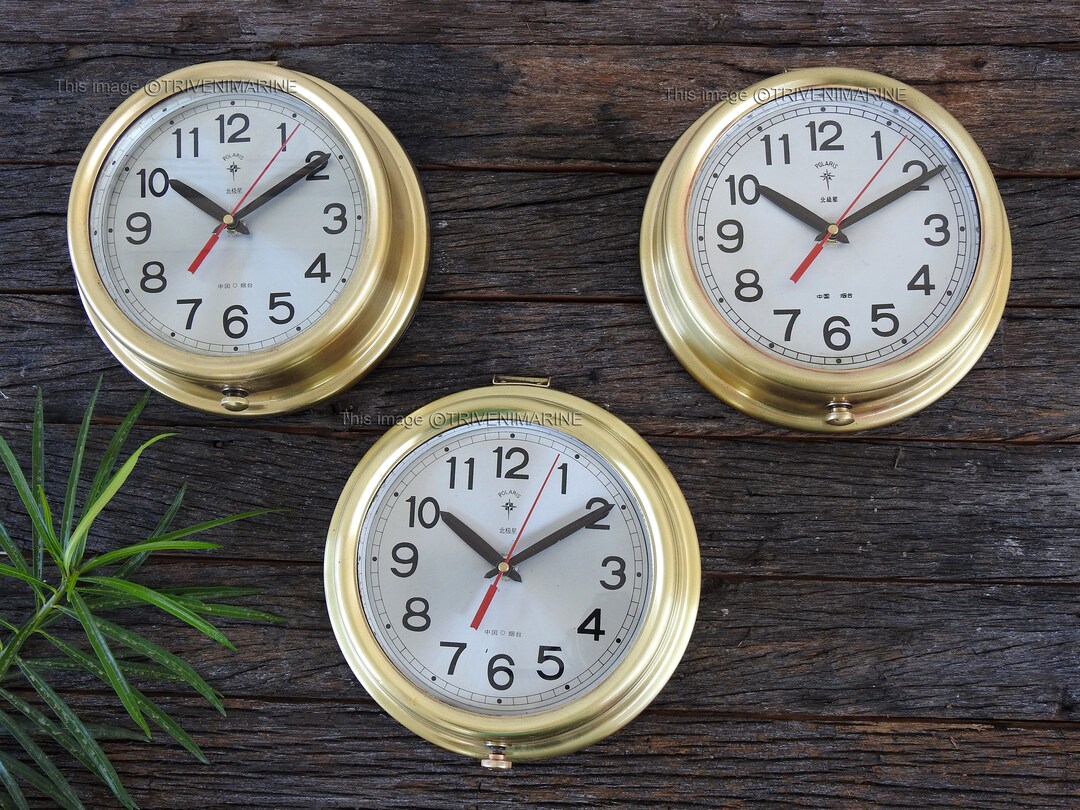 World Clock Maritime Slave Brass Clock Vintage Navigation Ships Marine ...
