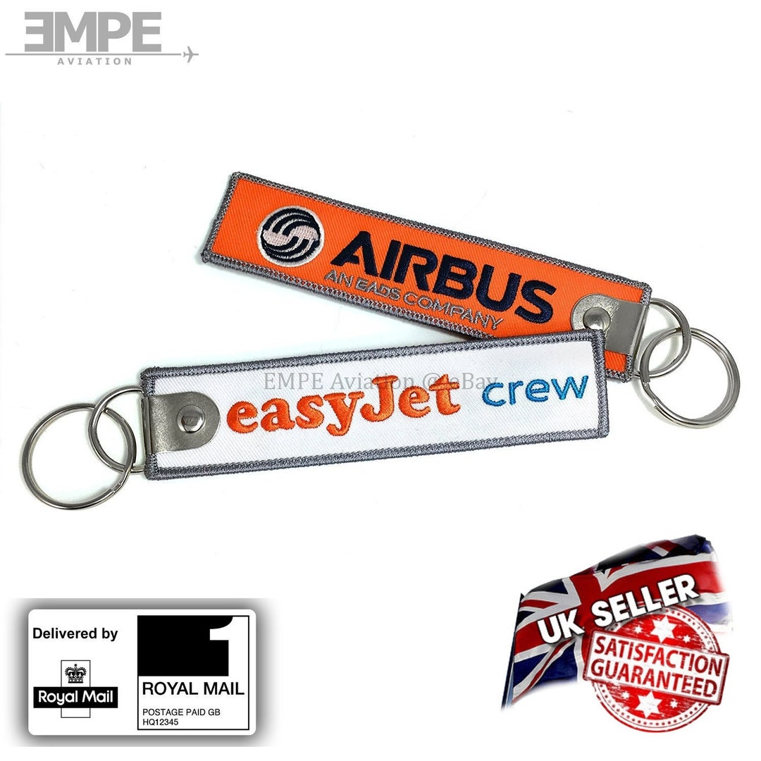 Easyjet Keychain Crew Tag Bag Label Ring Airbus Pilot Embroidered Red ...
