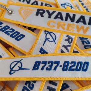 Ryanair Keychain Crew Tag Bag Label Ring Boeing Pilot Embroidered ...