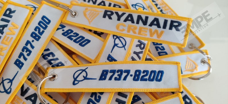 Ryanair Keychain Crew Tag Bag Label Ring Boeing Pilot Embroidered ...