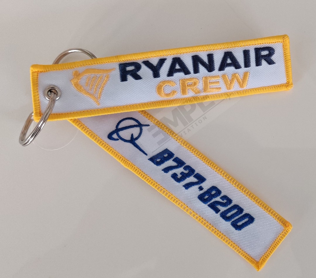 Ryanair Keychain Crew Tag Bag Label Ring Boeing Pilot Embroidered ...