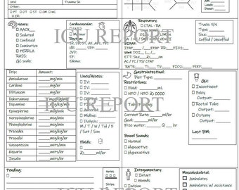 ICU Report Sheet ICU Nurse Report Sheet Nurse Report Sheet - Etsy