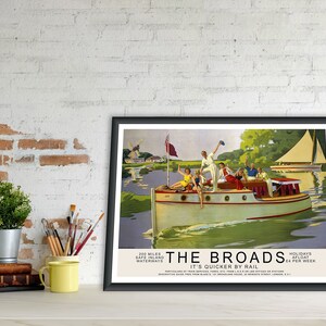 THE BROADS Vintage Railway Poster Fine Art Poster - Etsy