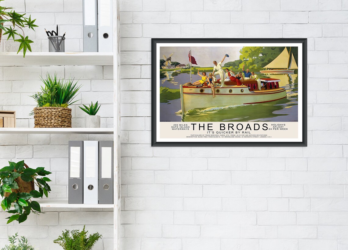 THE BROADS Vintage Railway Poster Fine Art Poster - Etsy