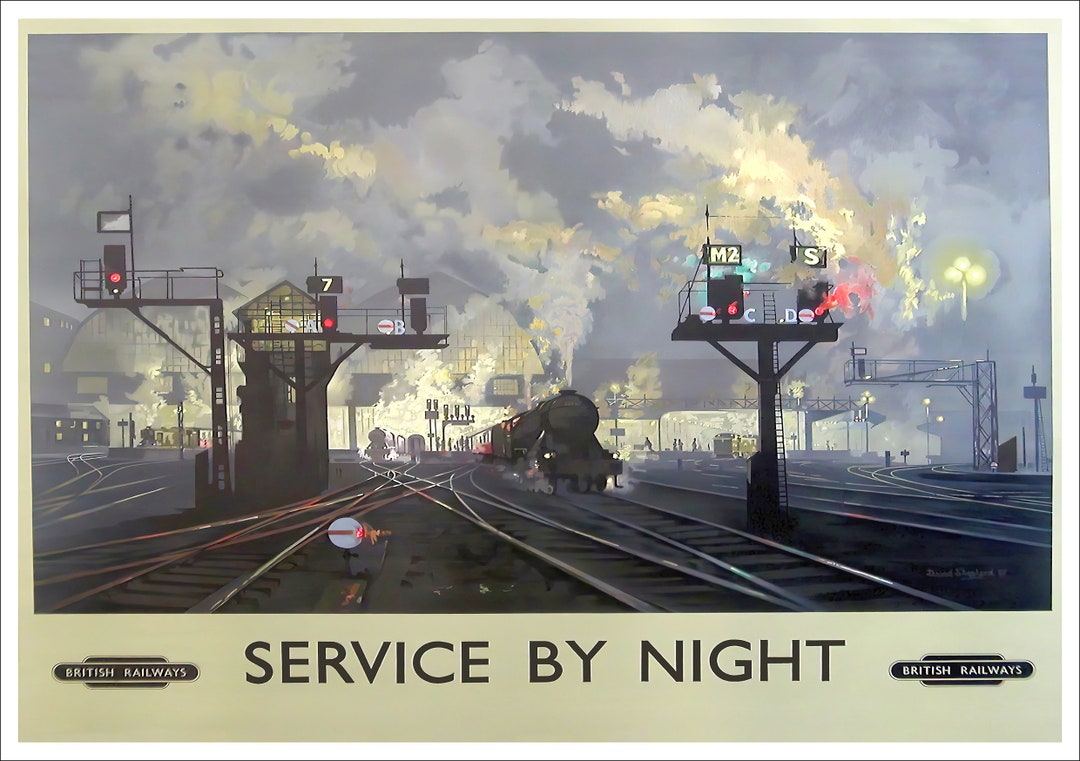 SERVICE BY NIGHT Vintage Railway Poster Fine Art Poster - Etsy