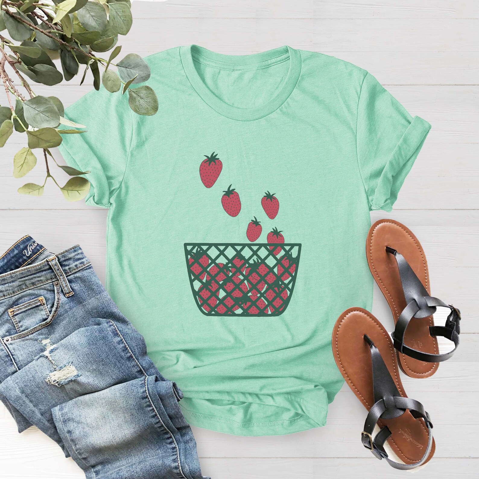 Strawberry Shirt, Screen Print T-shirt, Vegan Shirt, Foodie Clothing ...