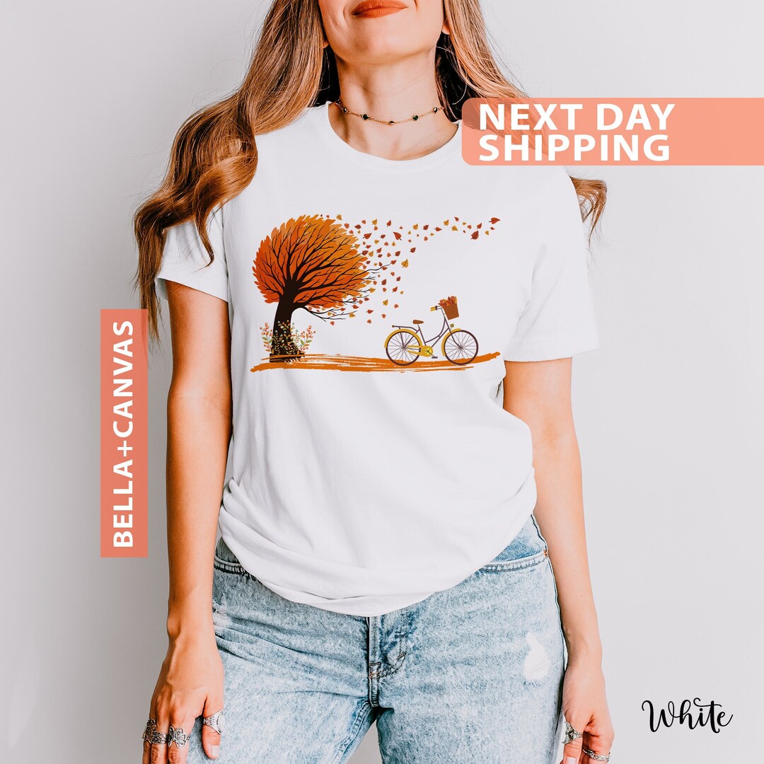 Fall Shirt, Fall Leaves Tee, Fall Tree Clothing, Fall T-shirt, Bicycle ...