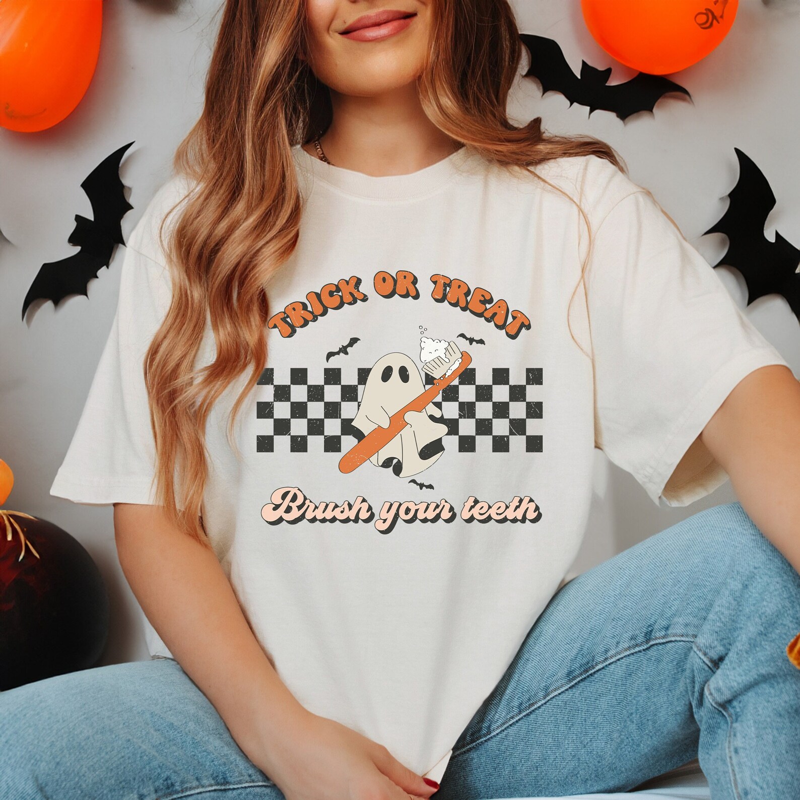 Trick or Treat Brush Your Teeth Comfort Colors® Tee, Halloween Dentist ...