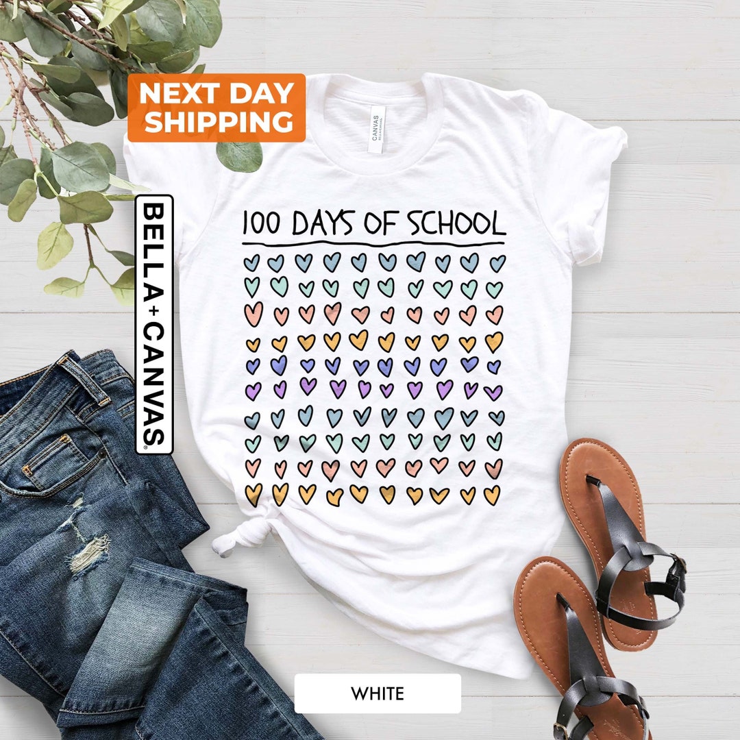 100 Days of School Shirt, Cute Hearts Shirt, 100 Days of Hearts Shirt ...